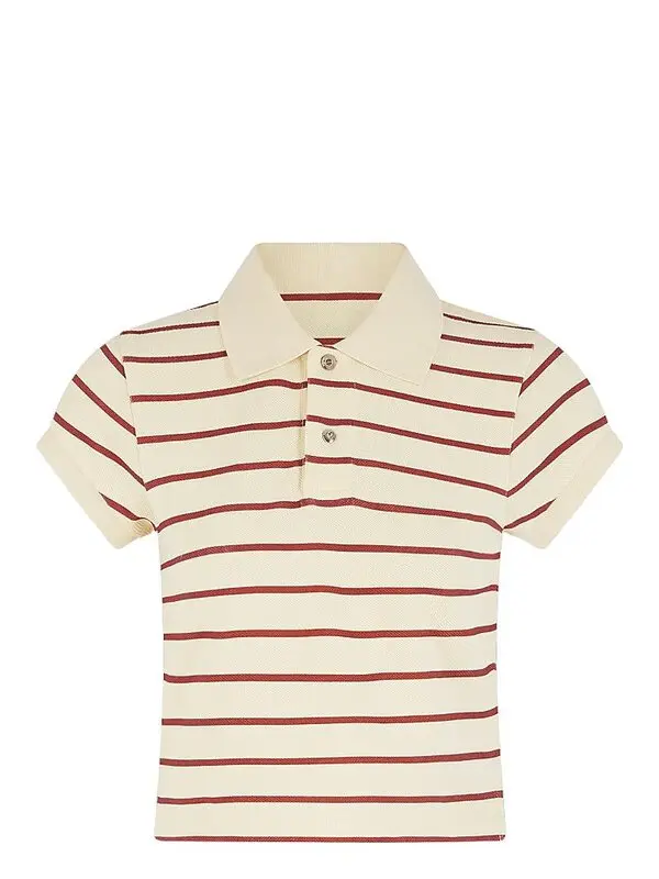 Rabanne Striped Polo Tee - Beige Creme