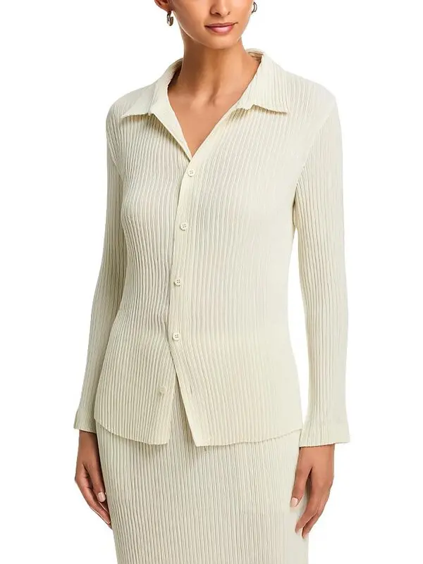 Issey Miyake Pleated Button-up Top - Off-white