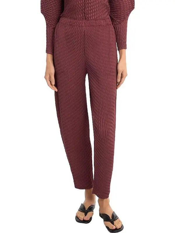 Issey Miyake Wavy Pleated Pants - Burgundy