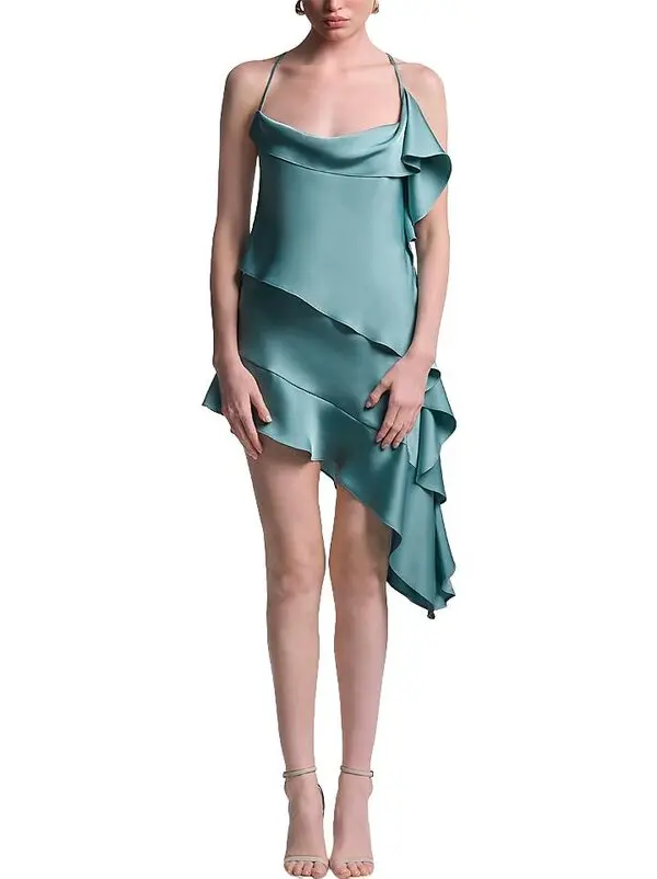 Bcbgmaxazria Fiona Ruffled Asymmetrical Dress - Eucalyptus