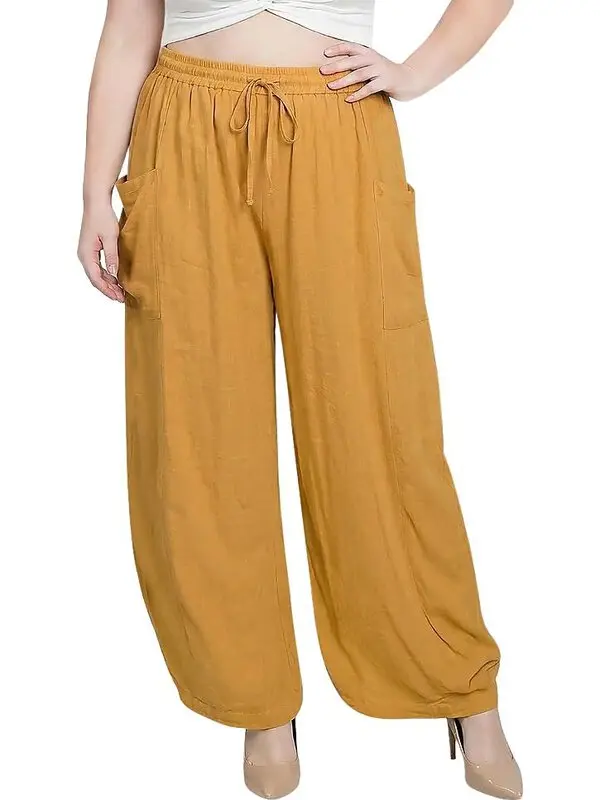 STANDARDS & PRACTICES Plus Wide Leg Culotte Pants - Mustard
