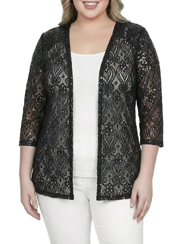 STANDARDS & PRACTICES Embellished Lace Cardigan - Black