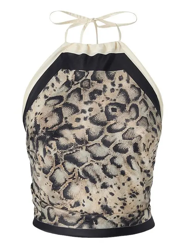 Pinko Halter Neck Top With Animal Print - Cz