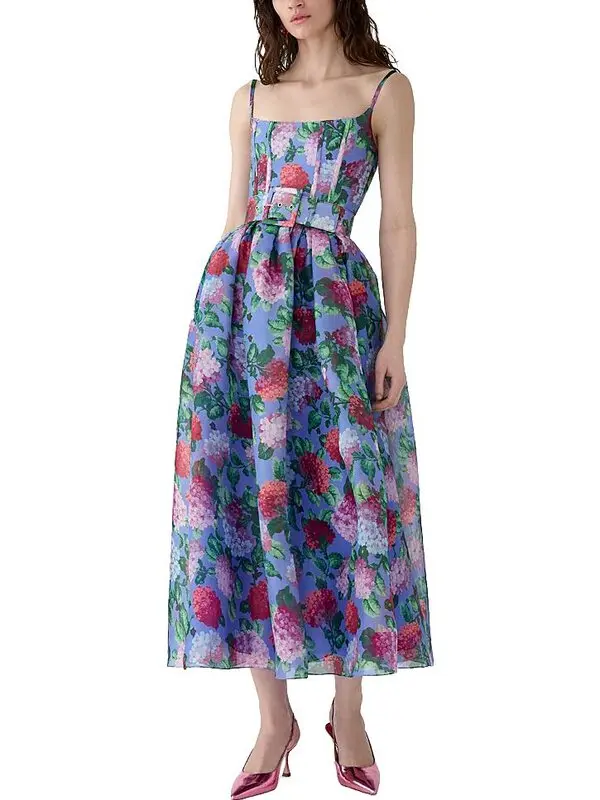 Carolina Herrera Sleeveless Printed Midi Dress - Isle Blue/multi