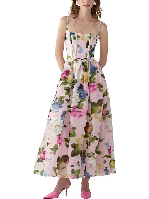 Carolina Herrera Floral Print Midi Dress - Rosewater Multi