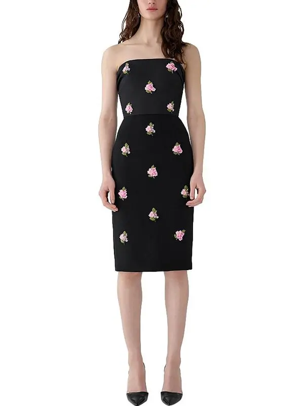 Carolina Herrera Strapless Embroidered Dress - Black