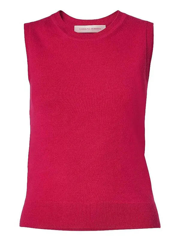 Carolina Herrera Crewneck Cashmere Tank Top - Cranberry