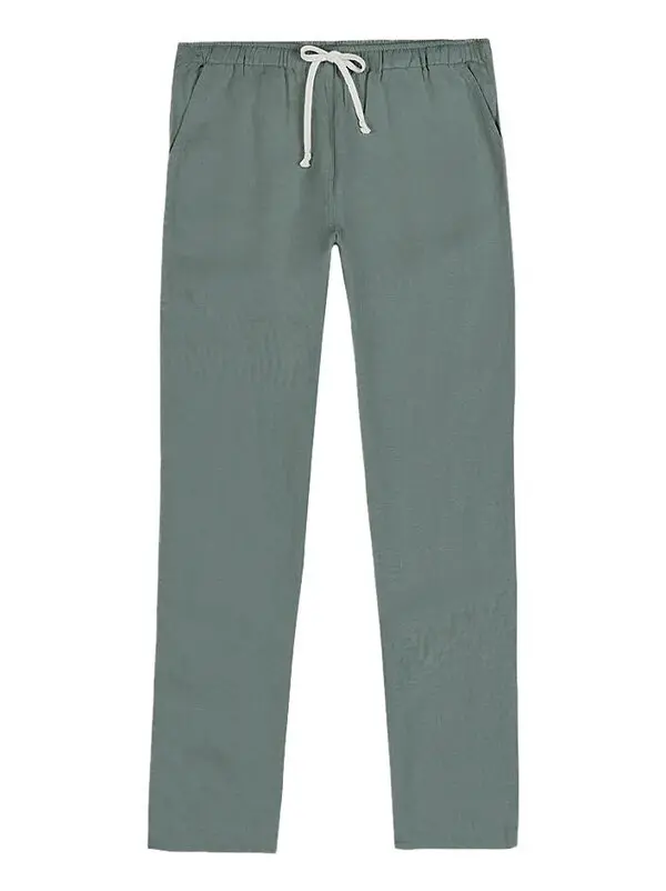 ALEX CRANE Straight Fit Linen Drawstring Pants - Jade