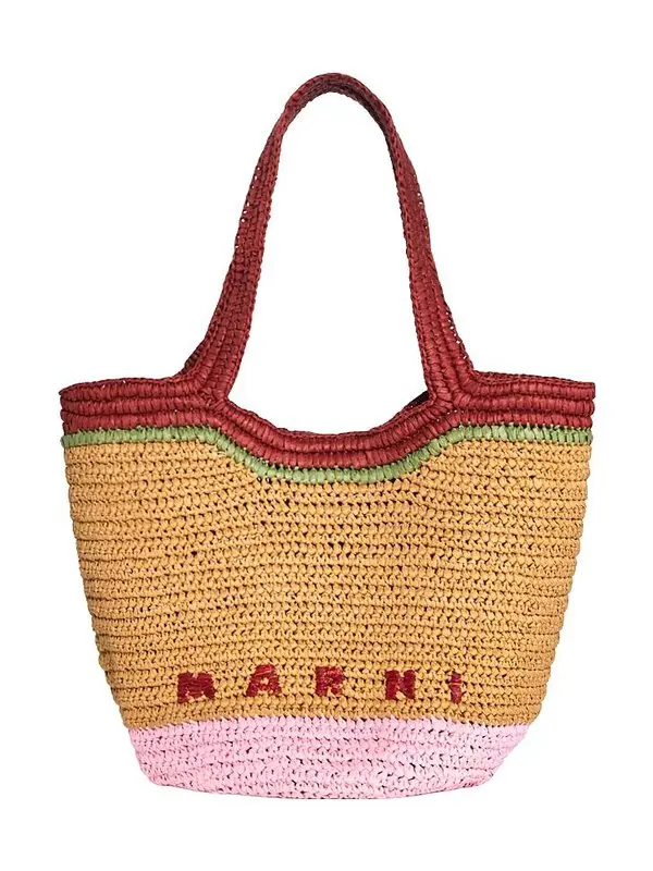 Marni Raffia Tote Bag - Wild Cerry/olive/pompeii/rose