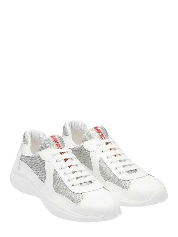 Prada Patent Leather And Technical Fabric America's Cup Sneakers - White