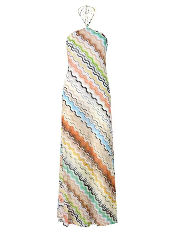 Missoni Patterned Halterneck Maxi Dress - Neutrals