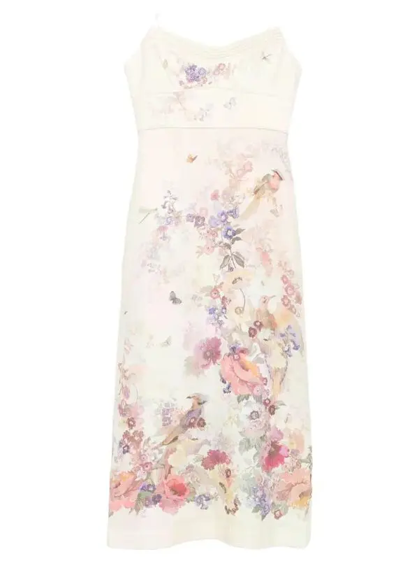 Zimmermann Floral Print Midi Dress - Neutrals