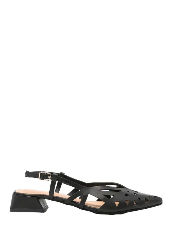 GIOSEPPO Cut-out Slingback Pumps With Low Block Heel - Black