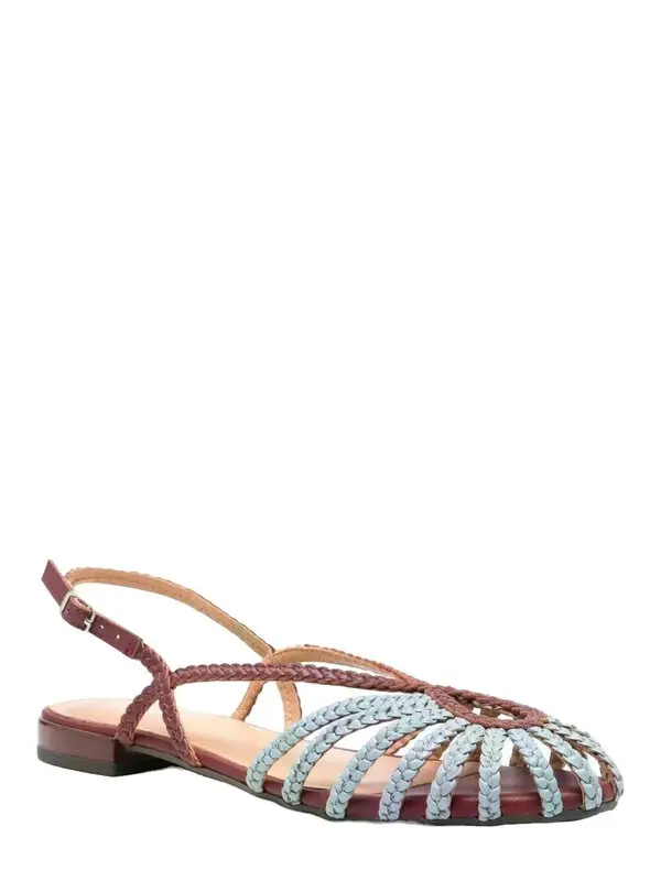 GIOSEPPO Masalani Braided Leather Slingback Flats - Brown