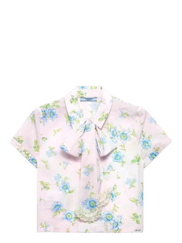 Prada Floral Print Batiste Shirt - Pink