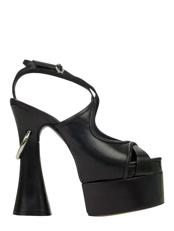 LANVIN 105mm Platform Ring-detail Sandals - Black