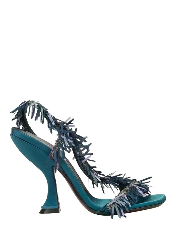 LANVIN Rita Fringe Embellished Sandals - Blue