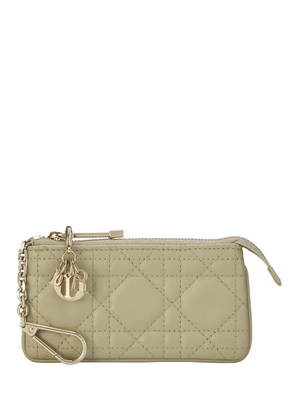 Dior Lambskin Lady Zipped Key Case - Green