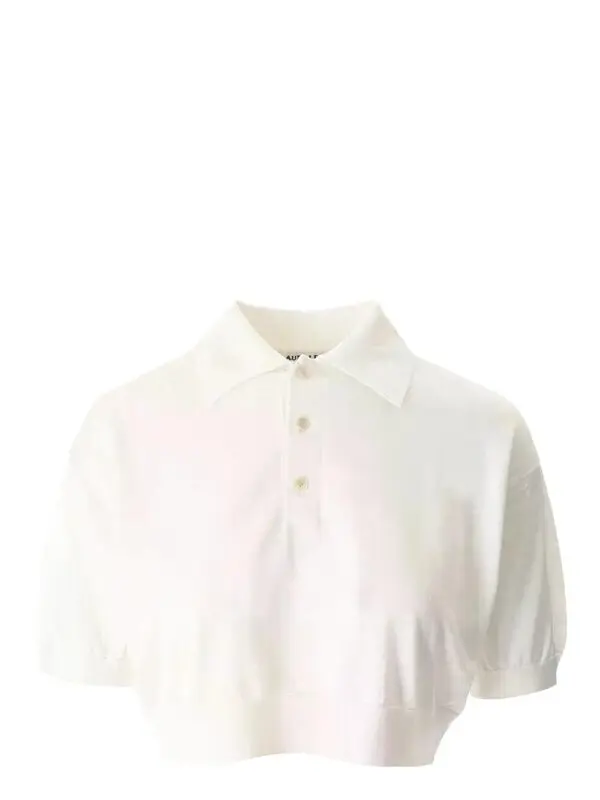 Auralee Silk Cropped Polo Shirt - Neutrals