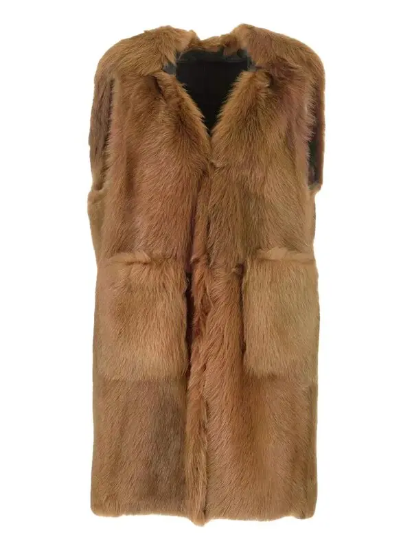 Max Mara Amica Shearling Gilet Coat - Brown