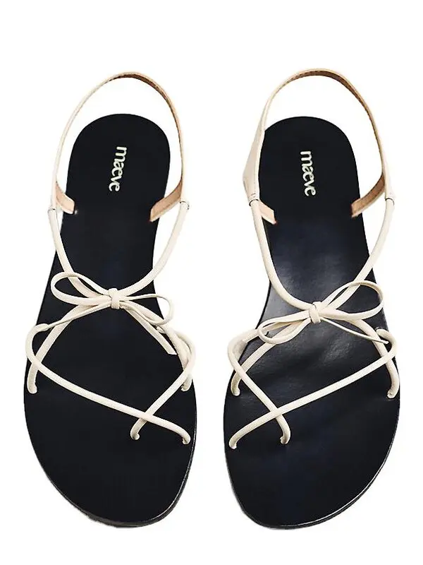 Maeve Strappy Bow Sandals - Cream