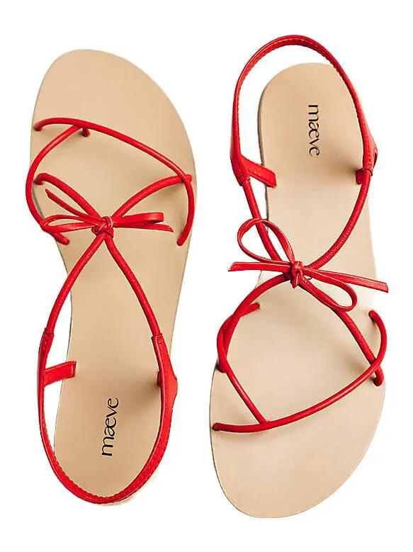 Maeve Strappy Bow Sandals - Red