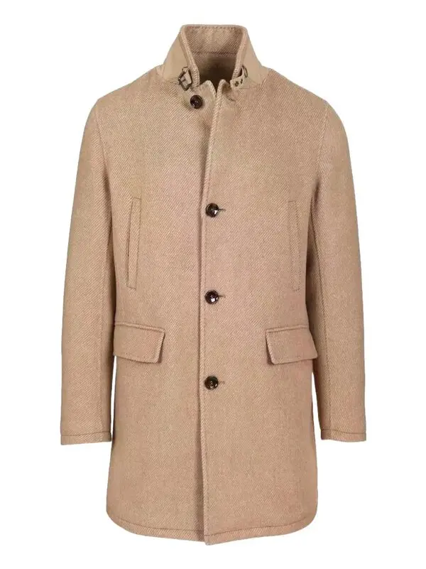 AL DUCA D’AOSTA 1902 Natté Coat With Buckled Collar - Neutrals
