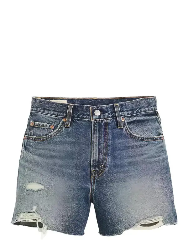 LEVI'S Distressed Frayed Hem Denim Shorts - Blue