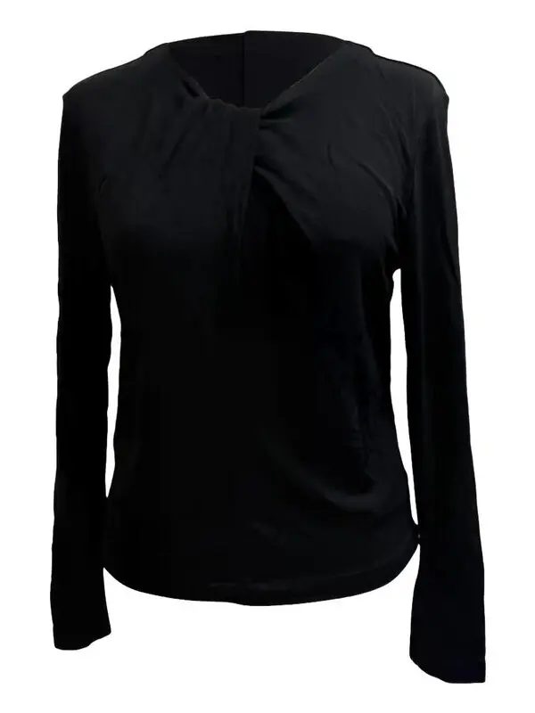 ANINE BING Twisted V-neck Long Sleeve Blouse - Black