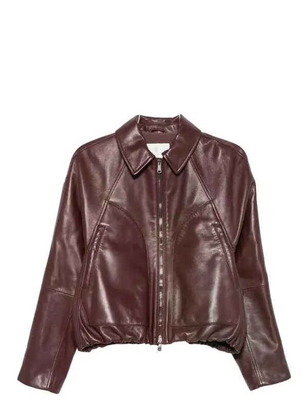 Brunello Cucinelli Leather Zip Jacket - Red