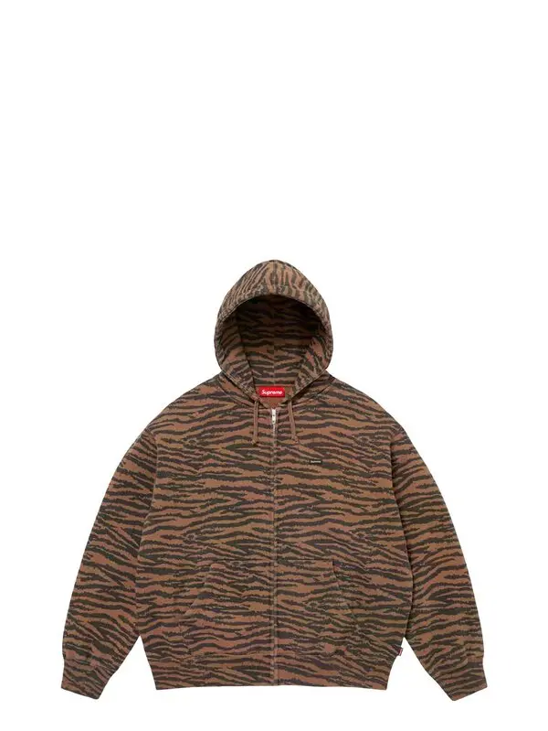 Supreme Animal Print Full Zip Hoodie - Brown