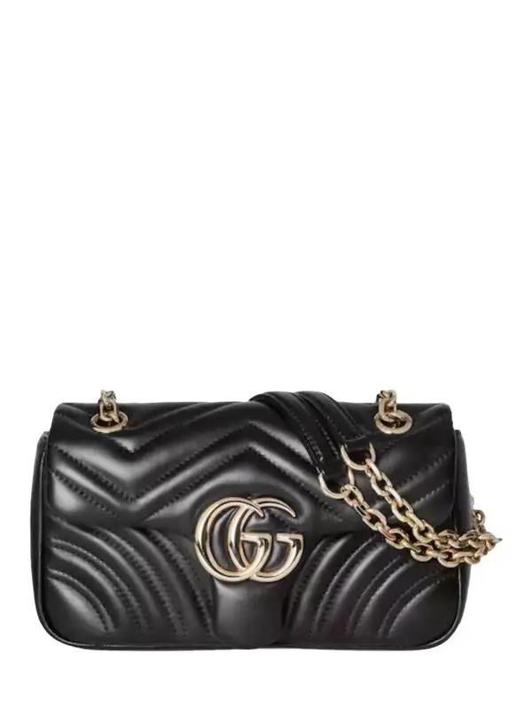 Gucci Gg Marmont Chevron Leather Shoulder Bag - Black