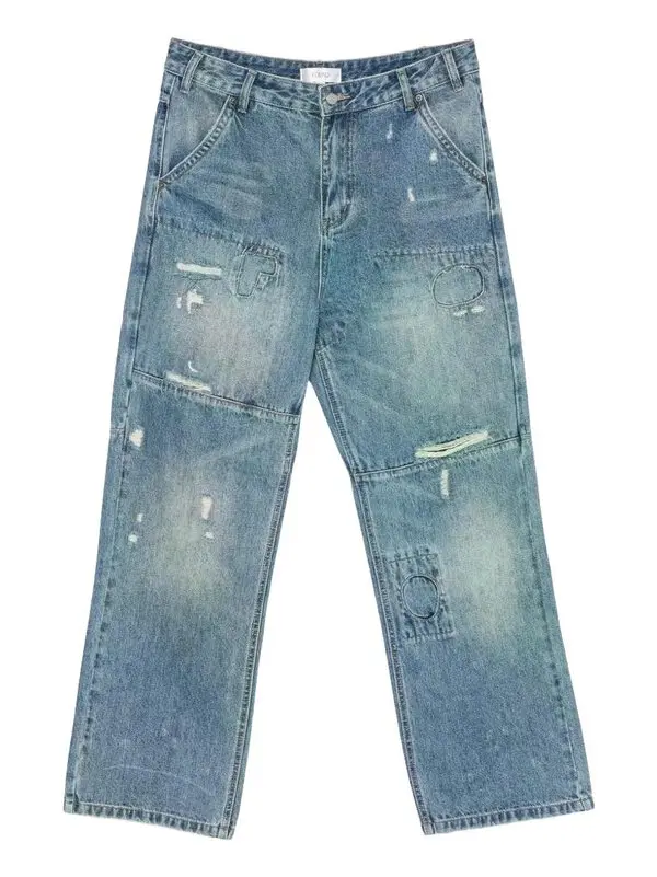 FOUND Distressed Patchwork Jeans - Blue