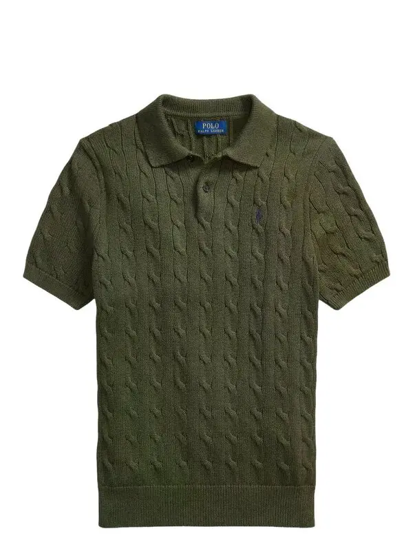 Polo Ralph Lauren Cable Knit Short Sleeve Polo Sweater - Green