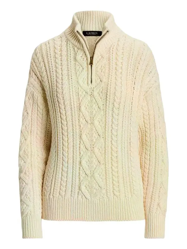 Ralph Lauren Cable-knit Quarter-zip Sweater - Neutrals