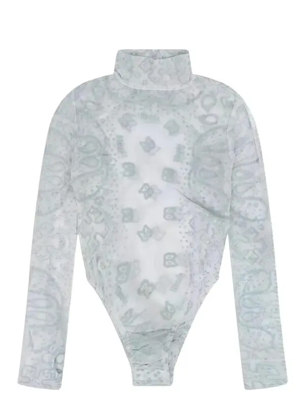 Rhude Bandana-print Mesh High Neck Bodysuit - White