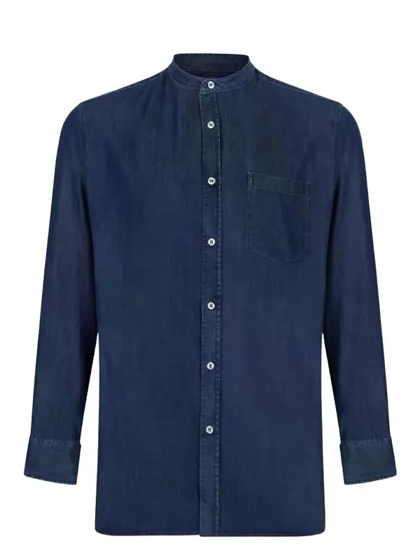 Paul & Shark Mandarin-collar Chest-pocket Shirt - Blue
