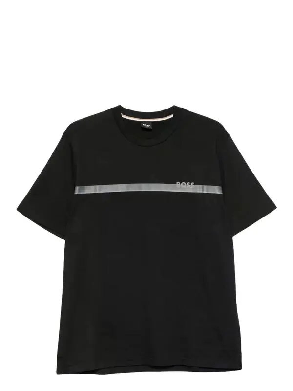 BOSS Logo-print Striped T-shirt - Black