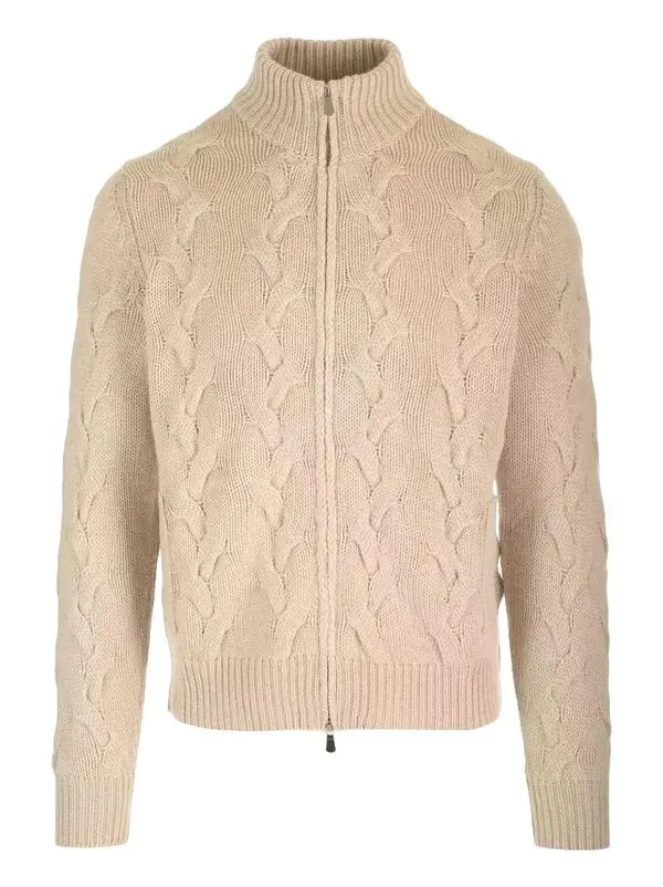 AL DUCA D’AOSTA 1902 Cable-knit Zip-up Cardigan - Neutrals