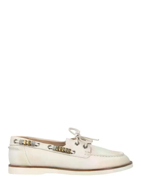 Pinko Bead-embellished Leather Loafers - Neutrals