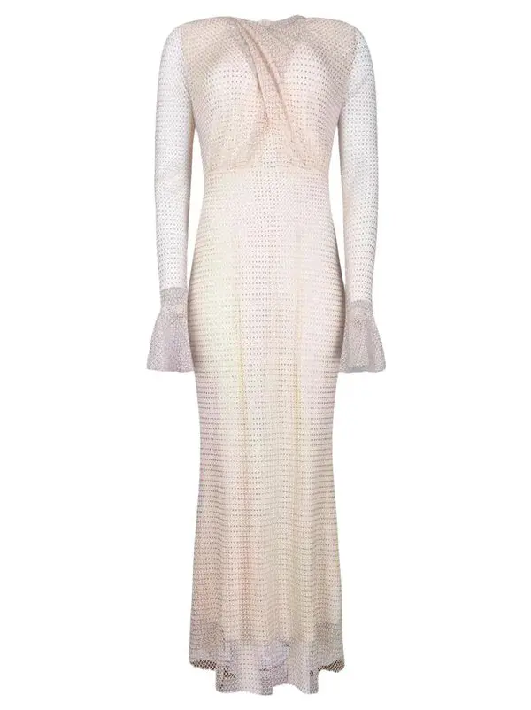 TWENTY FOURHAITCH Flared Cuff Maxi Dress - Neutrals