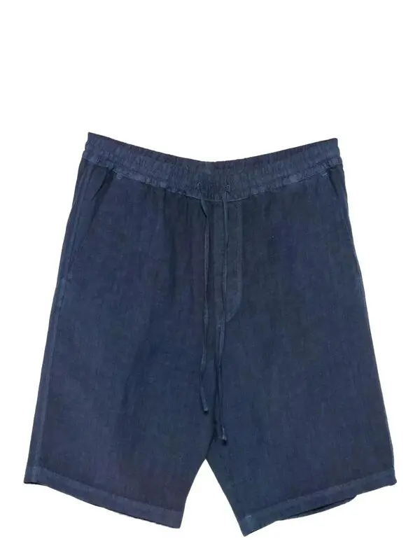 120% Lino Drawstring Waist Shorts - Blue