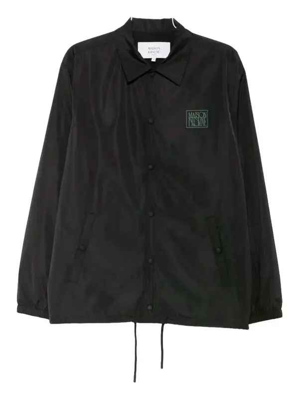 Maison Kitsuné Logo Print Press-stud Jacket - Black
