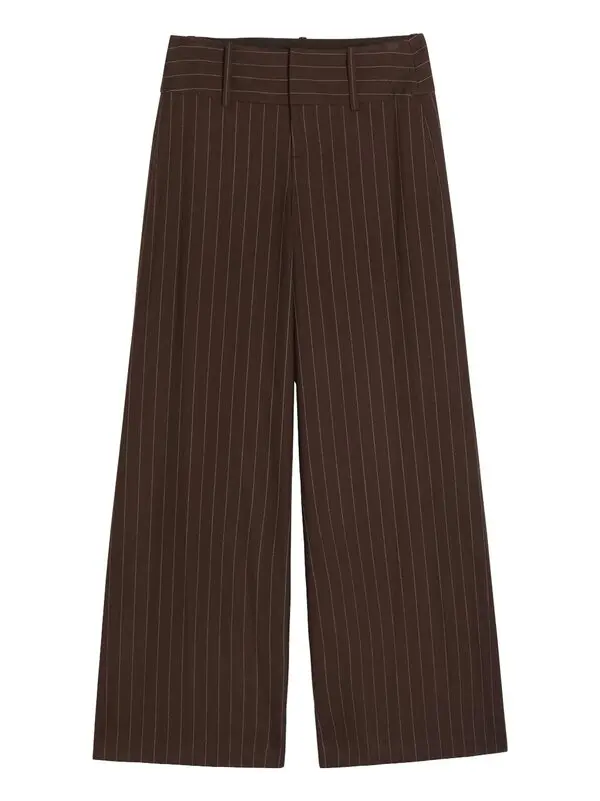 Alice + Olivia Pinstriped Wide-leg Twill Trousers - Dark Brown
