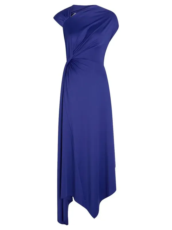 Victoria Beckham Asymmetric Stretch-jersey Midi Dress - Indigo