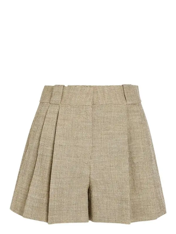 BLAZÉ MILANO Pleated Cotton-blend Shorts - Beige