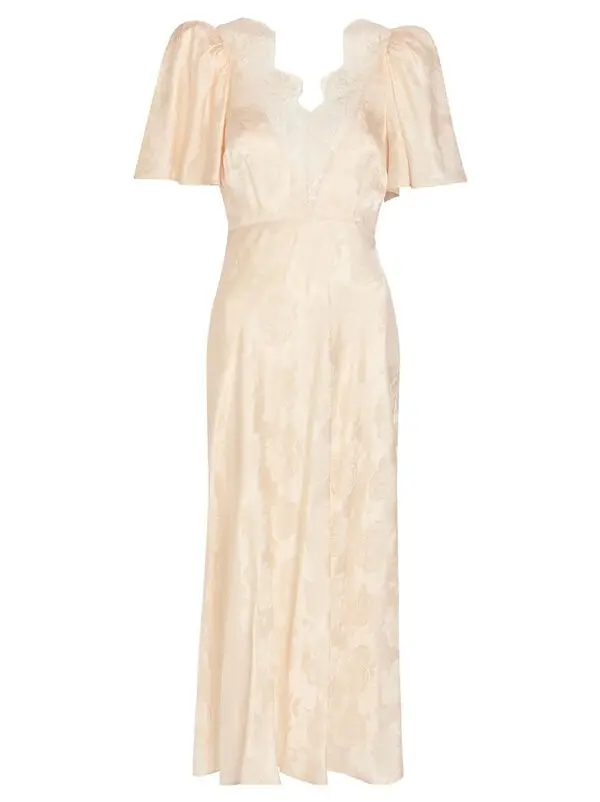 Ronny Kobo Philo Floral-jacquard Silk-blend Midi Dress - Cream