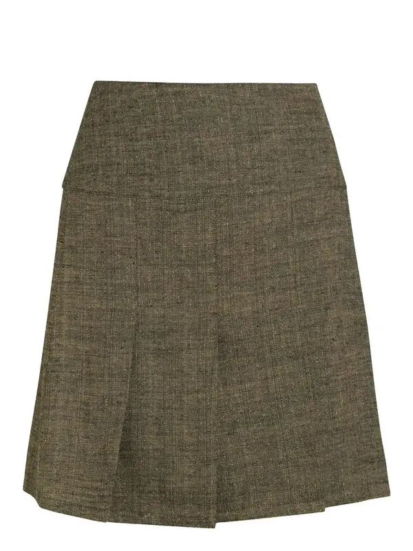 Our Legacy Pleated Linen And Silk-blend Mini Skirt - Brown