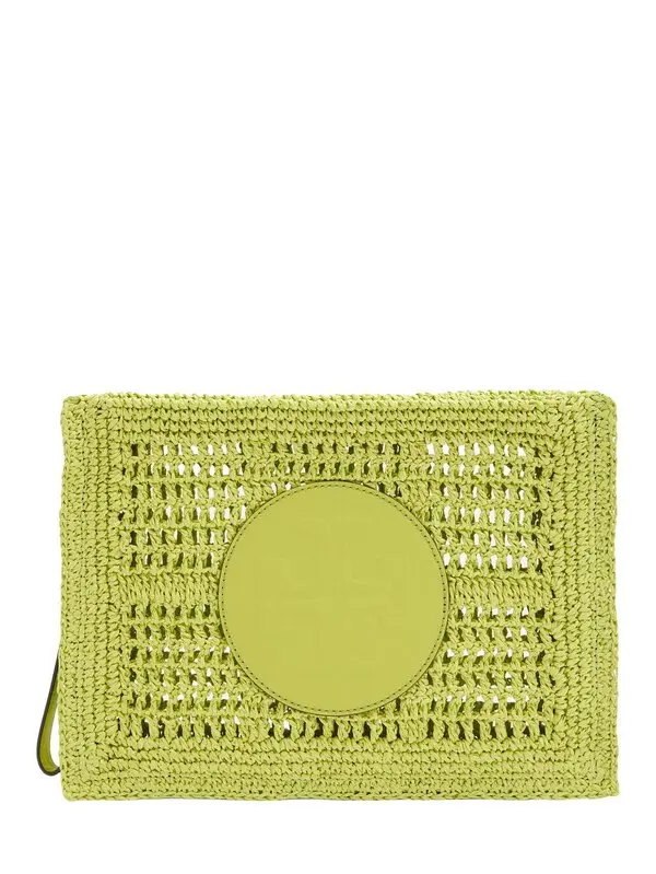 Tory Burch Ella Raffia Clutch - Green