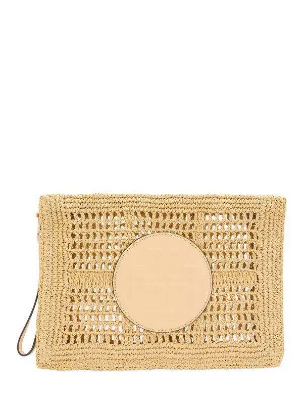 Tory Burch Ella Raffia Clutch - Natural